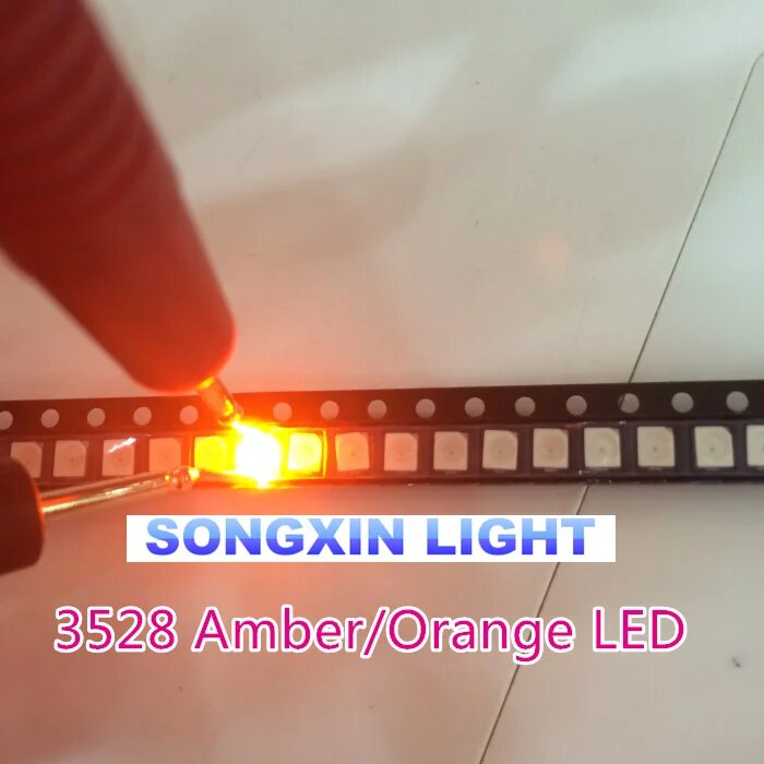 100 шт. SMD Led 3528/1210 оранжевый/янтарный Smd/smt Plcc-2 ультра яркие светодиоды