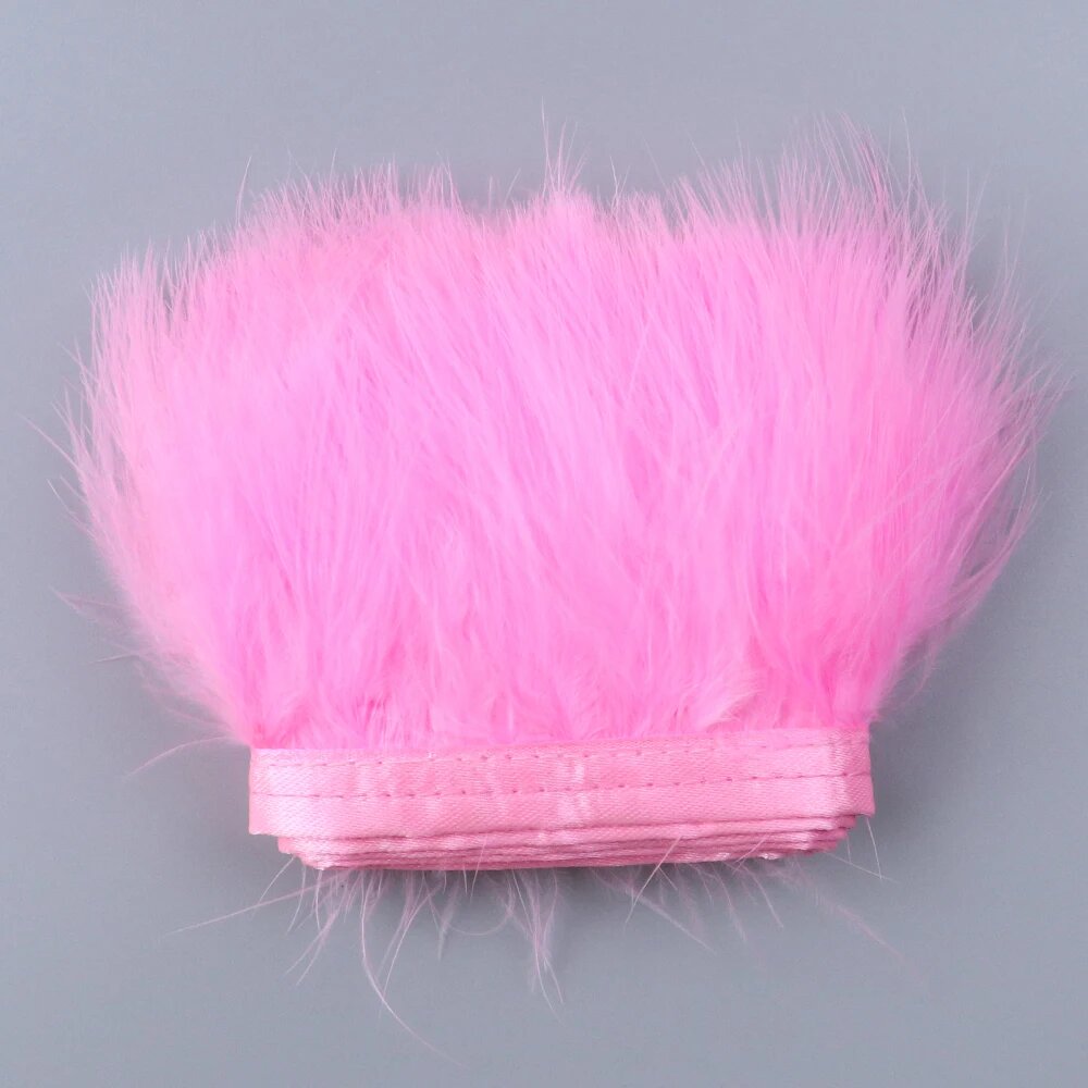 Бахрома из перьев марабу 1 метр 8-10 см Розовый, dark pink