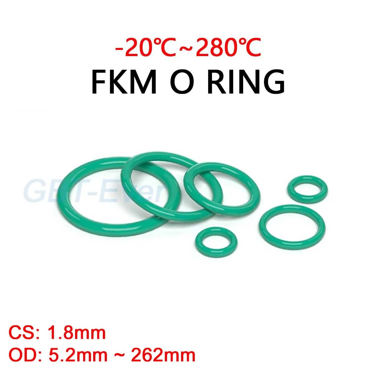 Зеленые фторрезиновые уплотнительные кольца FKM 5,2 мм ~ 262 мм OD 6.6mm (200Pcs)