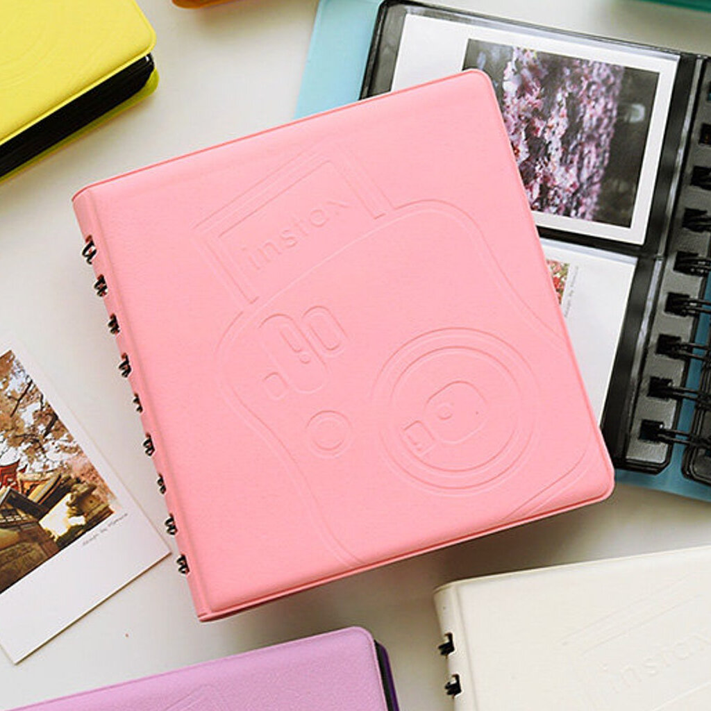 Альбом для Instax Mini, на кольцах, с кармашками, 64 фото, розовый