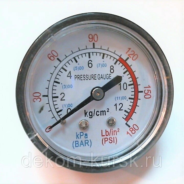 Манометр Калибр компрессора КМК большой 12bar диаметр корпуса 50мм присоединеие осевое НР1/4"