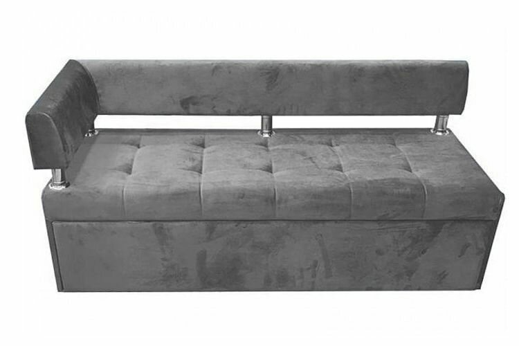 Диван-кровать Дельфин с подлокотником 160x62х80 серый велюр, левый