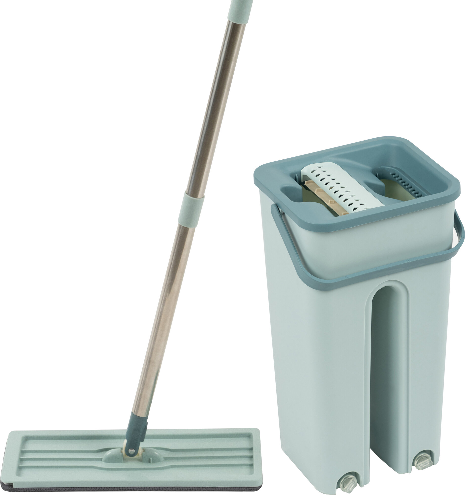 Швабра для пола с насадкой из микрофибры и ведром Clean hands