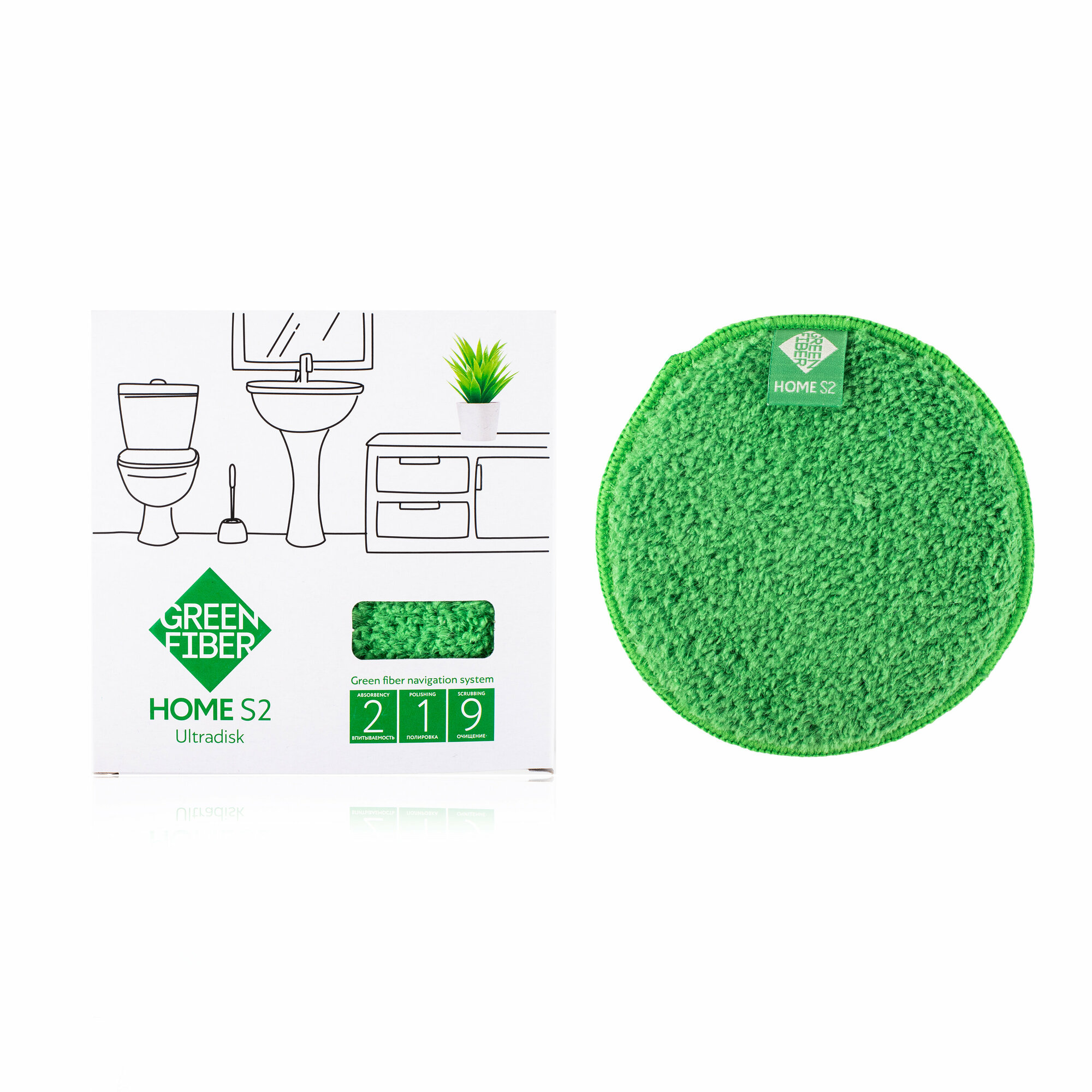 Диск-салфетка Инволвер Green Fiber HOME S2, зеленый