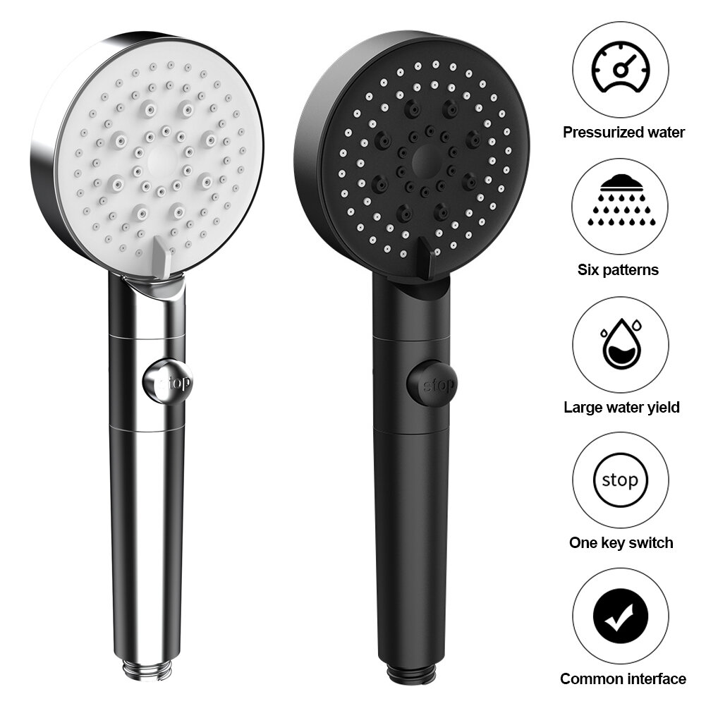 Режимов насадки для душа высокого давления, регулируемая водосберегающая ручная насадка для душа, однокнопочная остановка, гидромассажная насадка для душа для ванной комнаты, аксессуары
