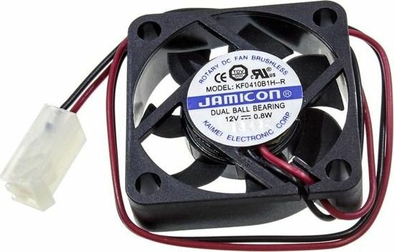 Вентилятор JAMICON KF0410B1H-R осевой, 40х40х10мм,12В, DC, подшипник качения, 2 провода, 1 шт