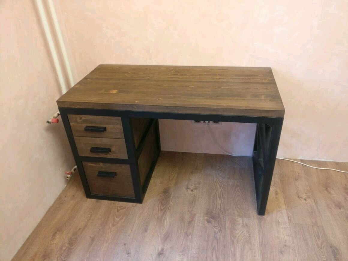 Стол EasyLOFT в стиле лофт, письменный, 60x60x75 см, цвет бежевый