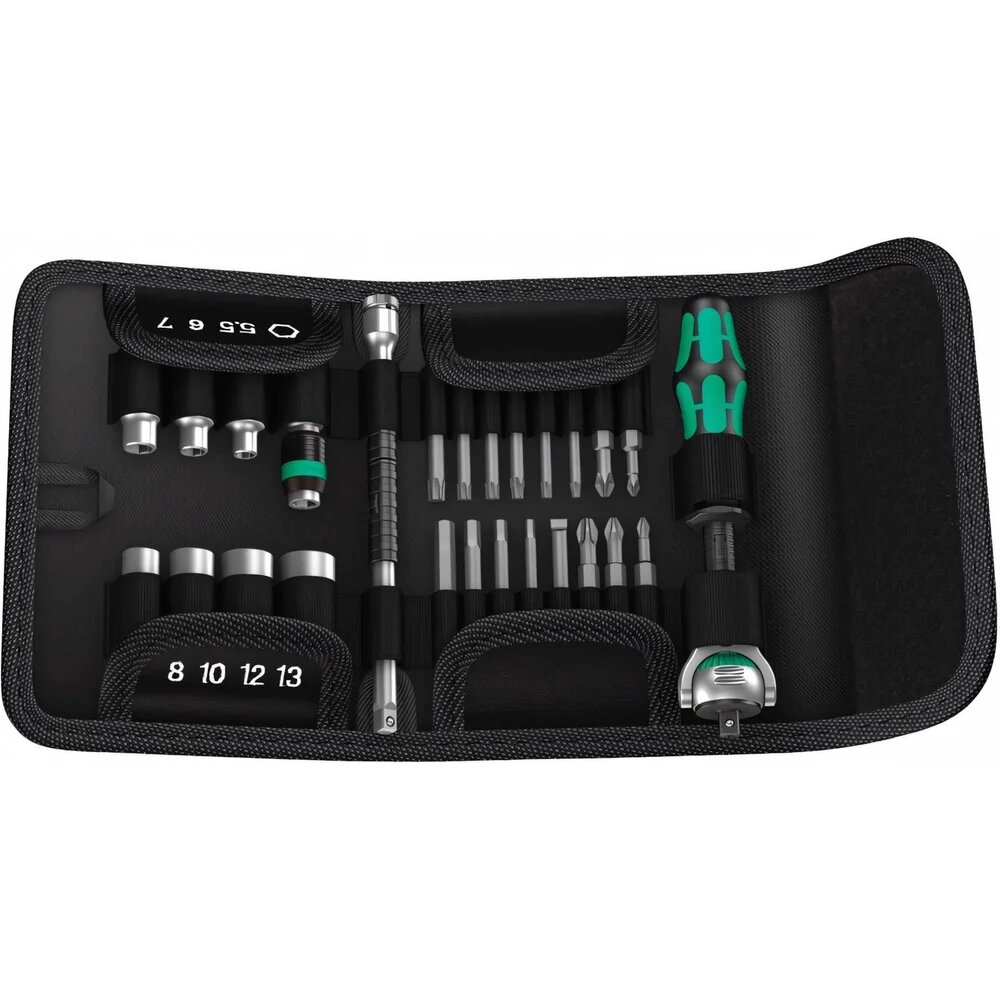 Набор бит WERA WE-051045, 26 предметов, трещоточный механизм, для профессионального использования в ремонте