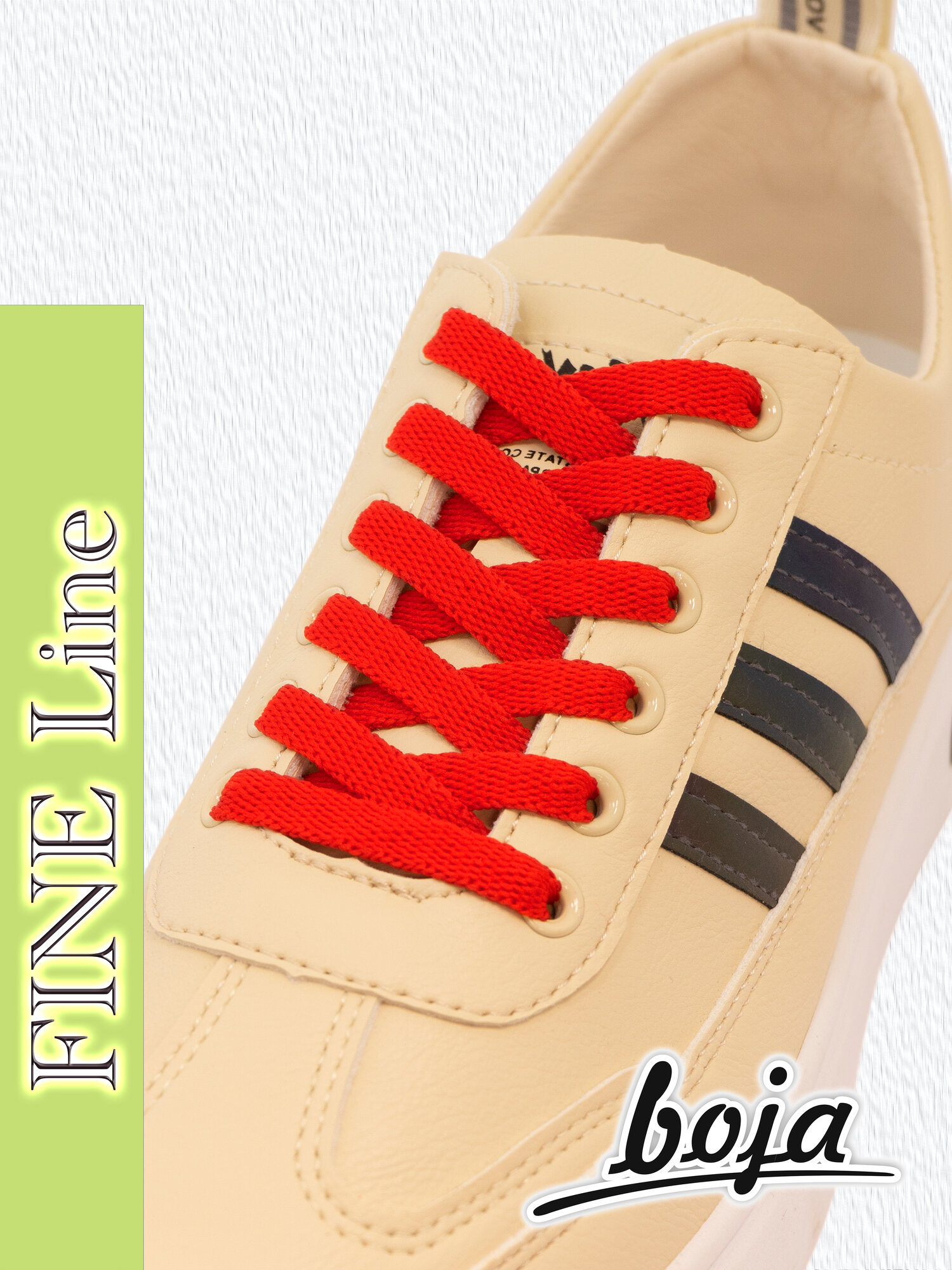 Шнурки для обуви BOJA (FINE), плоские, 100 см, красные, для кроссовок, НЕ эластичные, НЕ резиновые, без фиксаторов