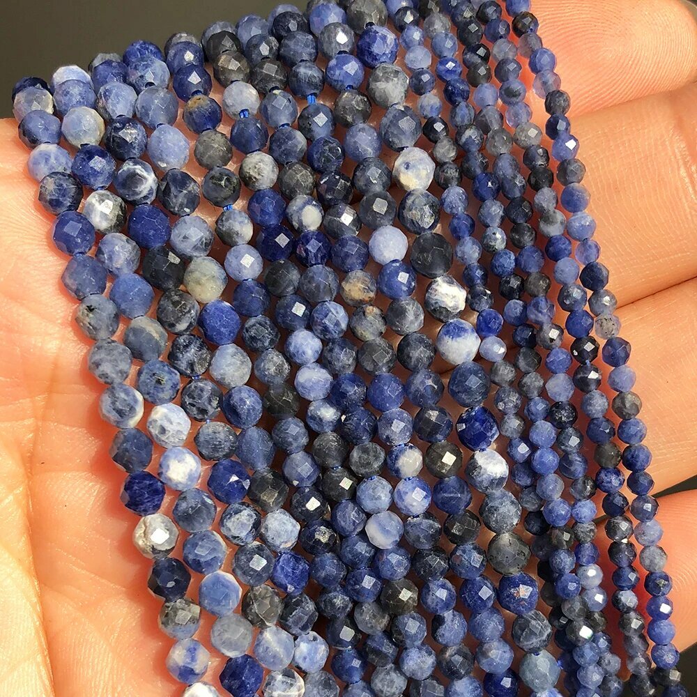 Граненые бусины Xilitata из лабрадорита, Темно-синий, 3mm (approx 110pcs), Natural Lapis lazuli