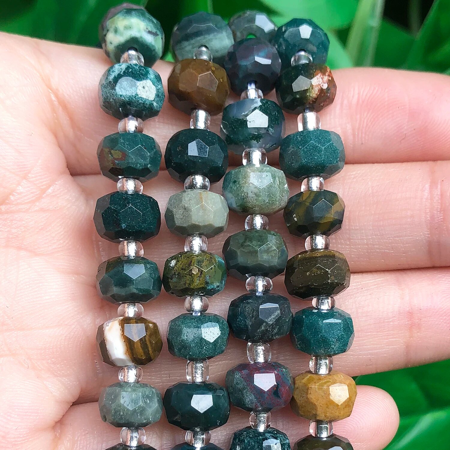 Бусины из мукаита, изумрудные, Ocean Agate, 8x6 мм