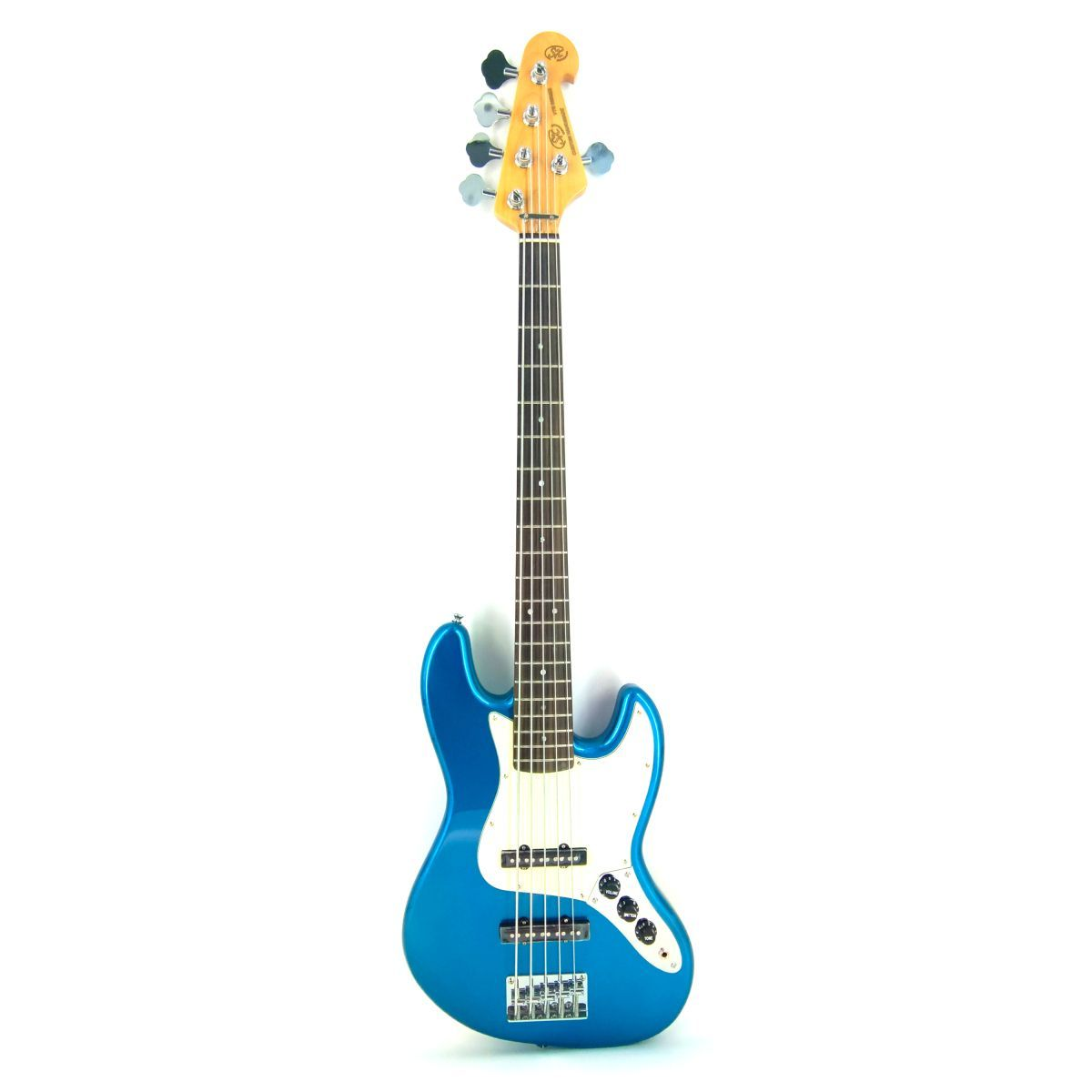 SX SJB62+/5/LPB Бас-гитара 5-струнная, корпус: цельная липа, гриф: канадский клен, накладка: палисандр, контроллеры: 2 громкости, 1 тон, цвет: Lake Placid Blue, в чехле