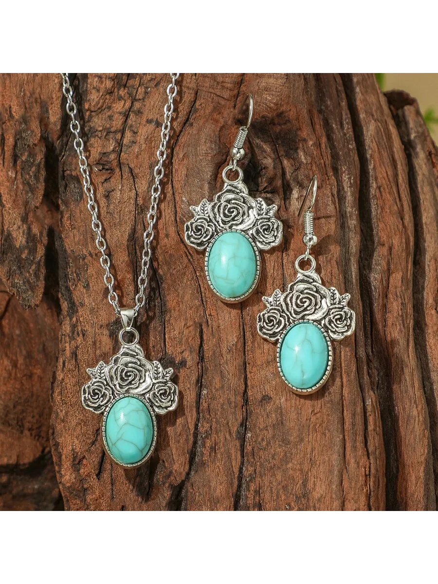 Комплект бижутерии: цепь, бирюза синтетическая