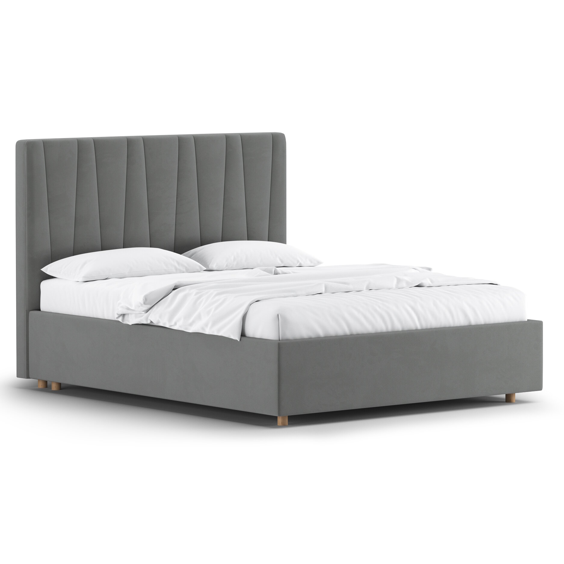 Кровать двуспальная с подъемным механизмом WESTENY "ART 611" H6, 171х217х130, 160х200, серый велюр