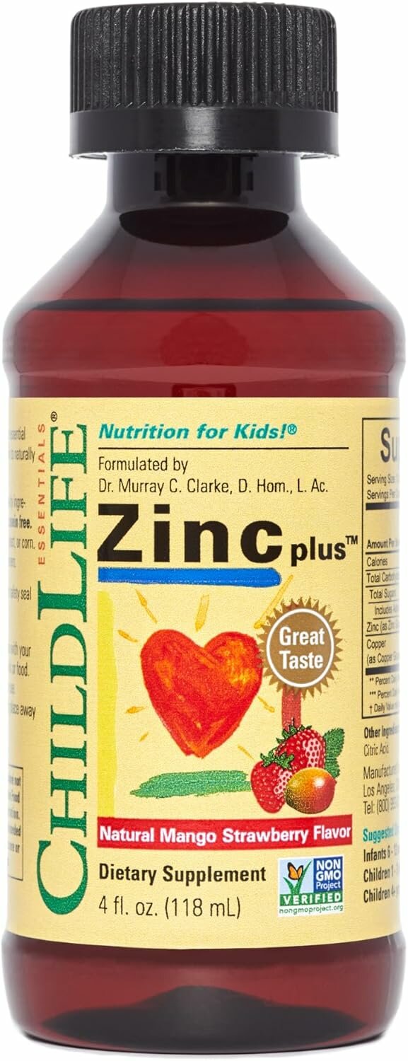 ChildLife, Essentials, Zinc Plus, цинк для детей, натуральный вкус манго и клубники, 118 мл