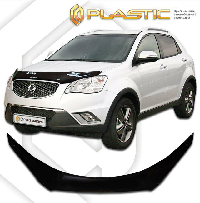 Дефлектор капота SsangYong Actyon 2011-2013 Черный глянцевый СА Пластик