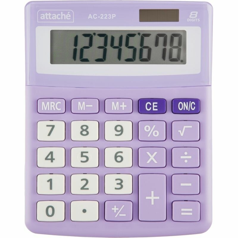 Калькулятор Attache Настольный, AС-223P, 8 разрядов, двойное питание, фиолетовый