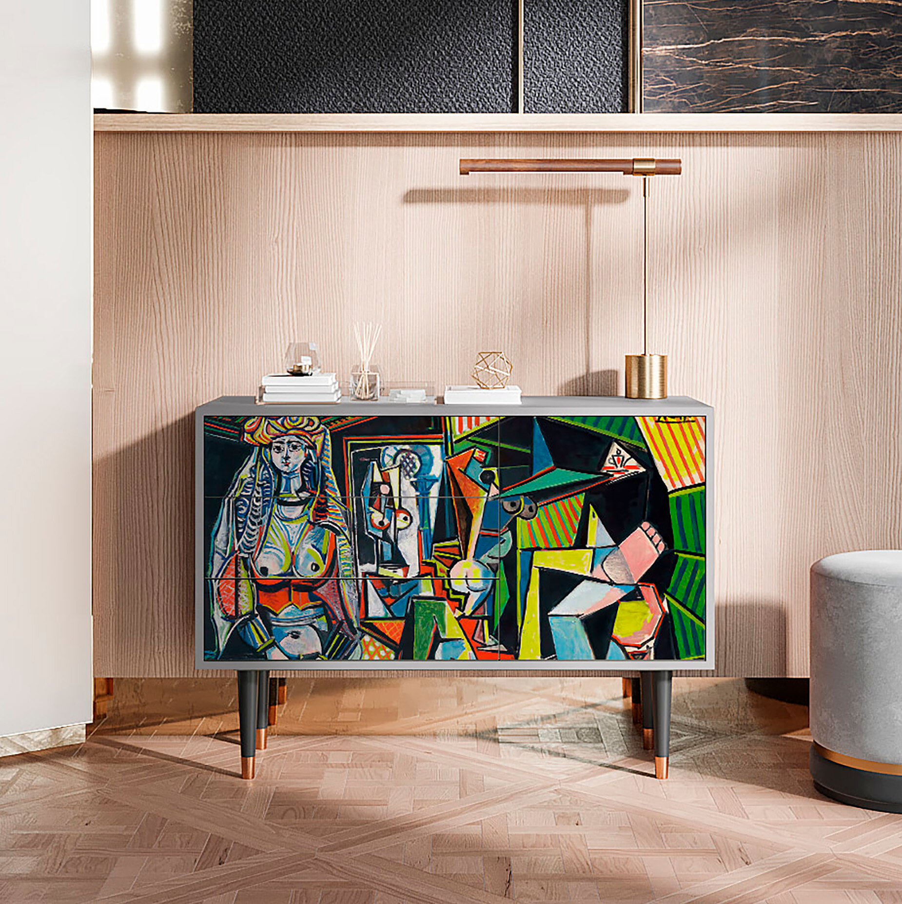 Комод - STORYZ - S3 Women of Algiers by Pablo Picasso, Размер - 115 x 84 x 41 см, Цвет корпуса - , Серый