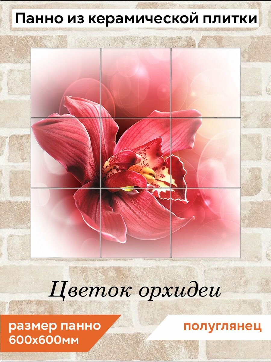 Панно из плитки Fres-co "Цветок орхидеи", керамическое, декоративное, полуглянцевое, 60х60 см