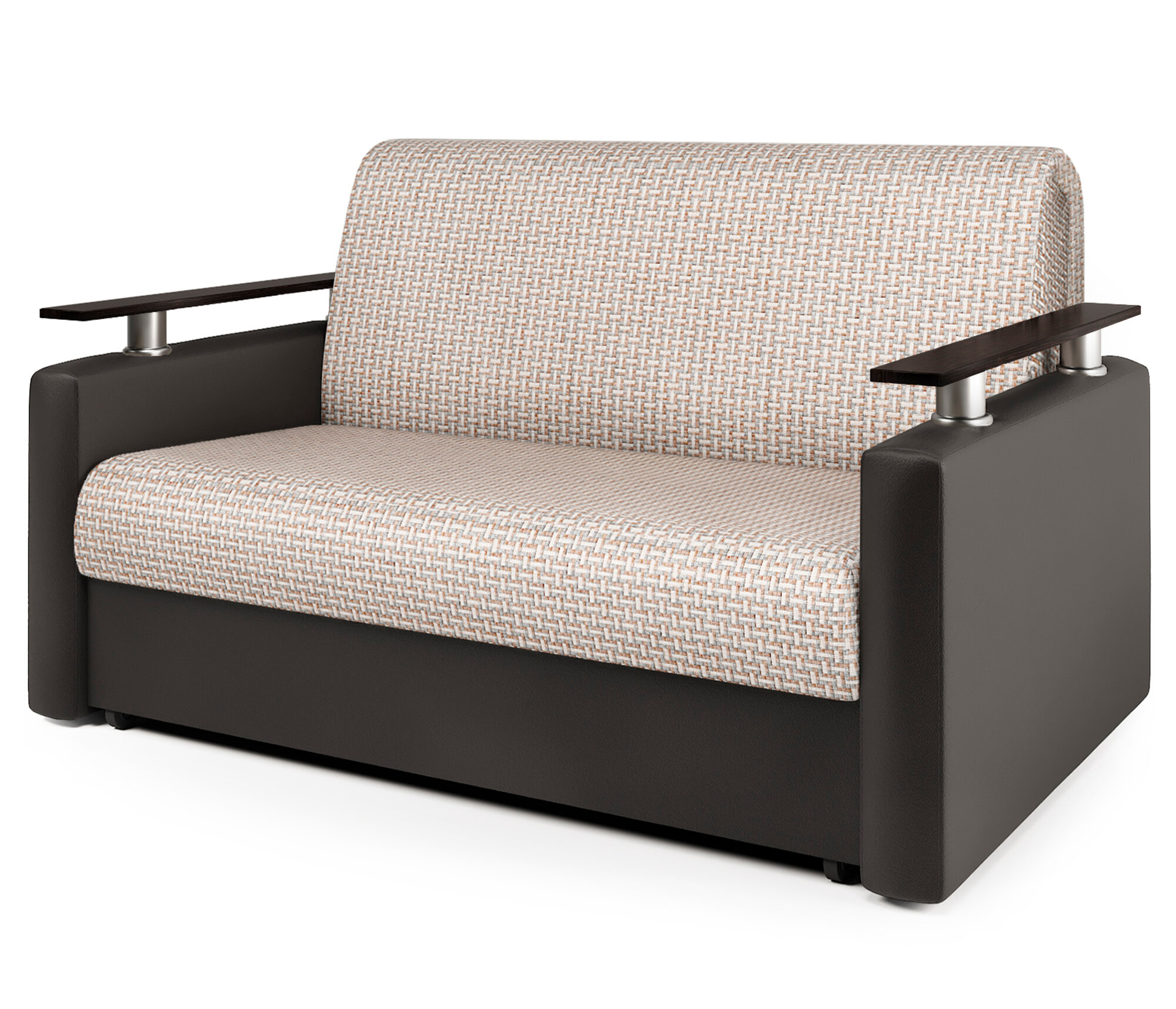 Диван-кровать Шарм-Дизайн Шарм 100х194 см, диван раскладной, аккордеон, прямой, Корфу бежевый и экокожа шоколад