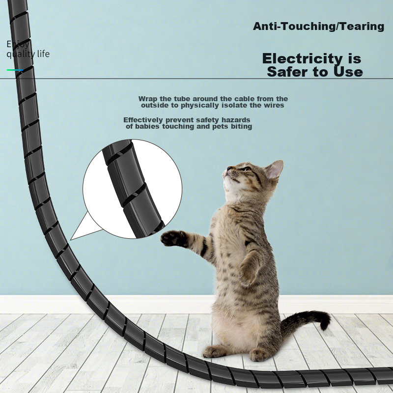 HAILE Cable Management Tube, 5 Meters Long, 16mm Diameter, Wire Organizer, Cable Wrap, Wire Protector, for Computer And Car Power Cables, Black, RX-16H