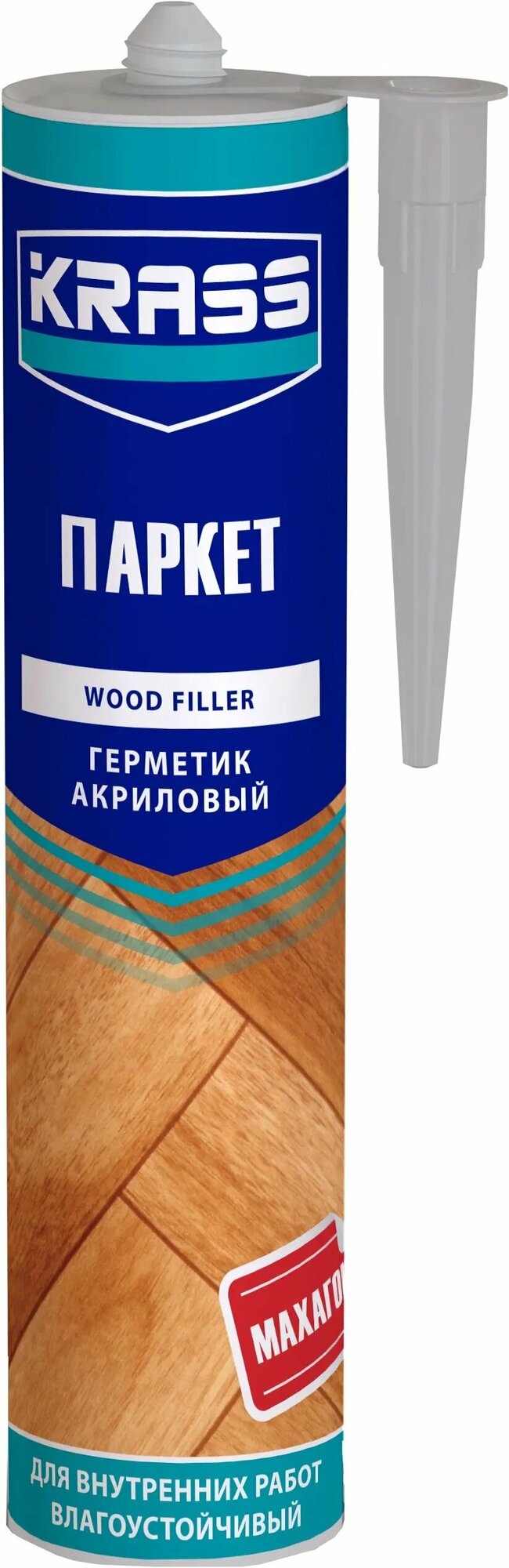 Герметик акриловый по дереву влагоустойчивый Krass Паркет 300 мл махагон