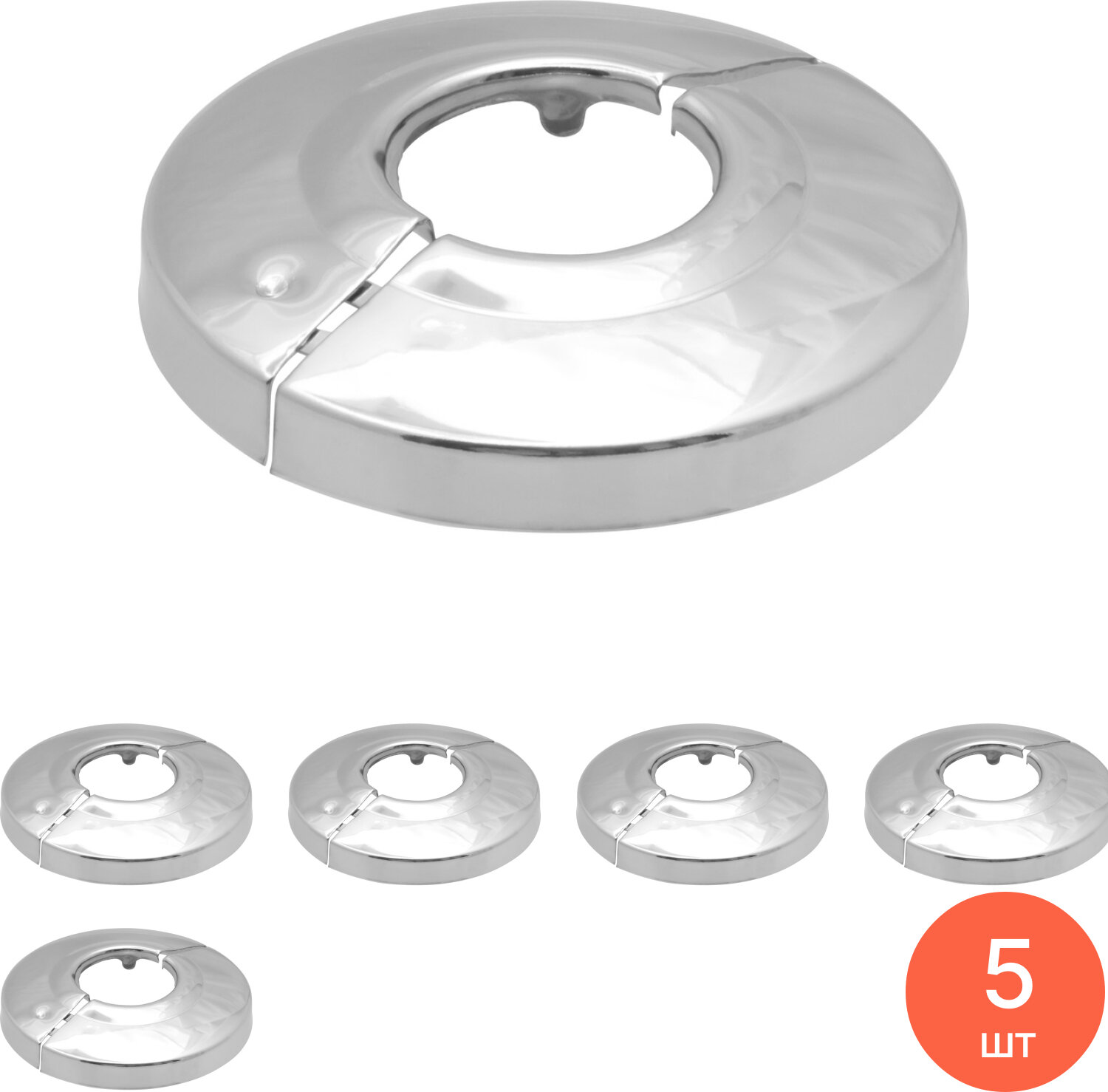 Чашка отражатель MasterProf / МастерПроф декоративная, разъемная, из металла, серая, диаметр отверстия 1/2", 1шт. / сантехника (комплект из 5 шт)