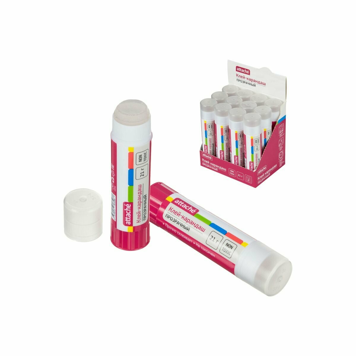 Клей-карандаш Attache, 21г, прозрачный (1791802), 12шт.