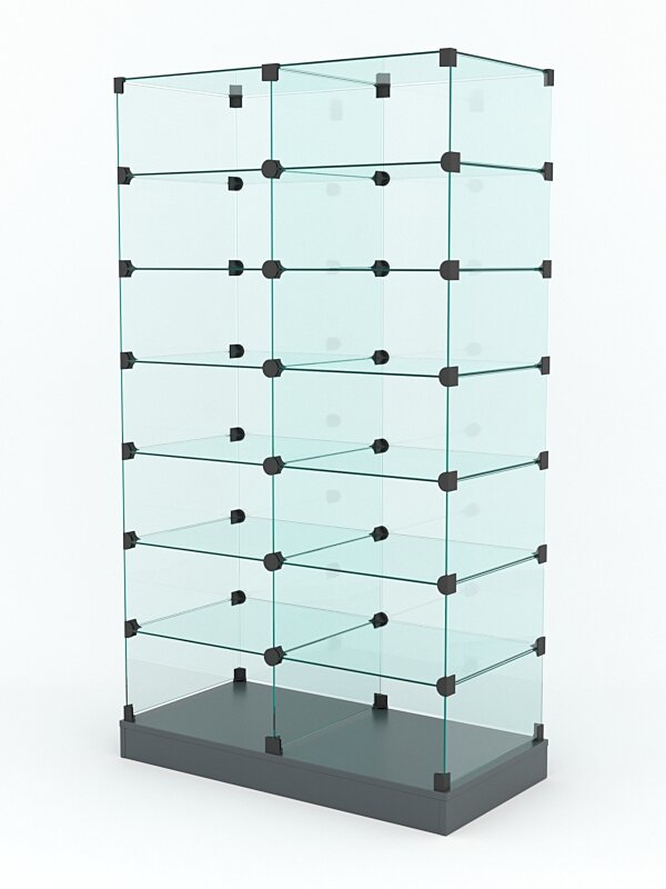 Витрина стеклянная "КУБ" №10 (без дверок, передняя стенка - стекло), Темно-Серый