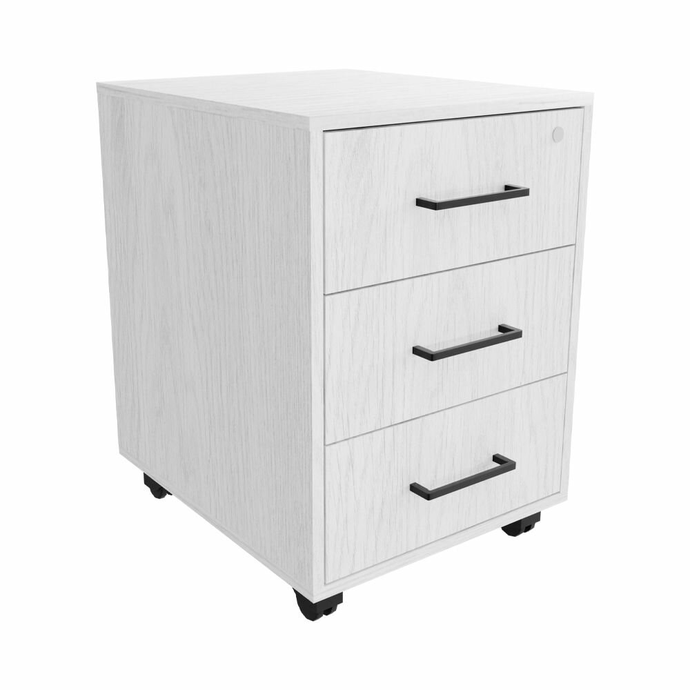 Тумба офисная / Тумба мобильная ТМ48, р. 400х480х570, Ясень Анкор белый