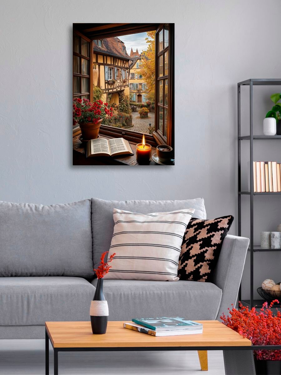 Картина на холсте LOFTime 50Х70 Окно с видом на старый город К-1435-5070