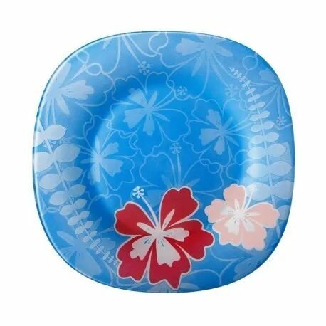 Набор стеклянных тарелок для сервировки стола 18 шт Bormioli Rocco Jungle, синие