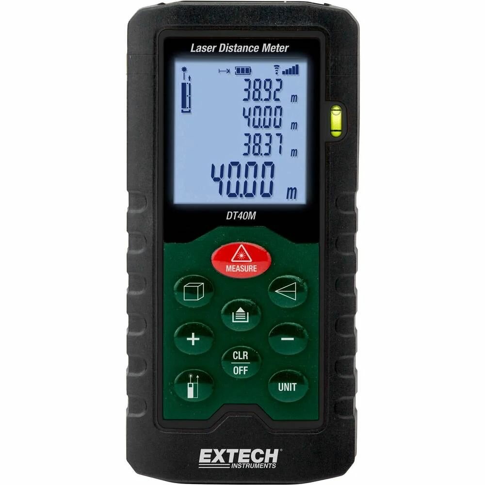 Лазерный дальномер EXTECH DT100M, с калибровкой, LCD дисплей, 116 x 56 x 32 мм, черный