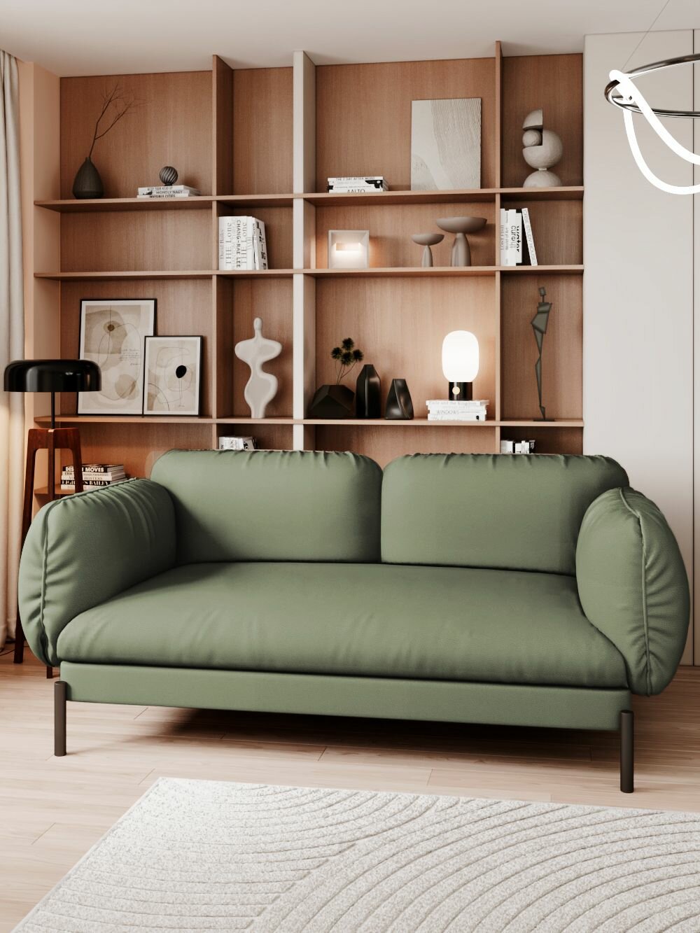 Диван дизайнерский CILIUM, эко кожа 174 см. DISCOVERY SAGE прямой