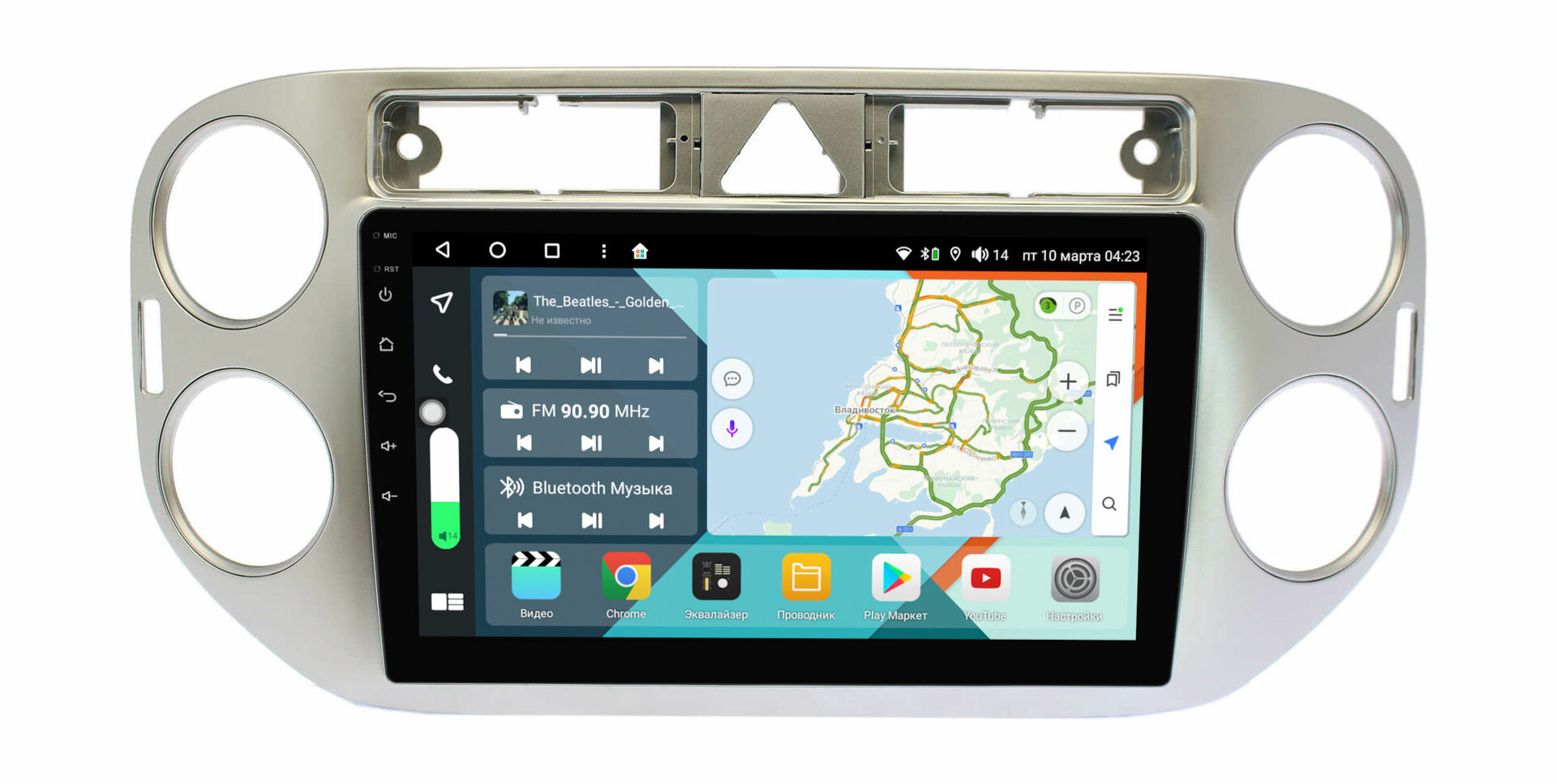 Магнитола Volkswagen Tiguan 2007 - 2011 для авто без камеры 9 дюймов, 4/64GB, 8 ядер, DSP, 4G, Android 10 / Wide Media