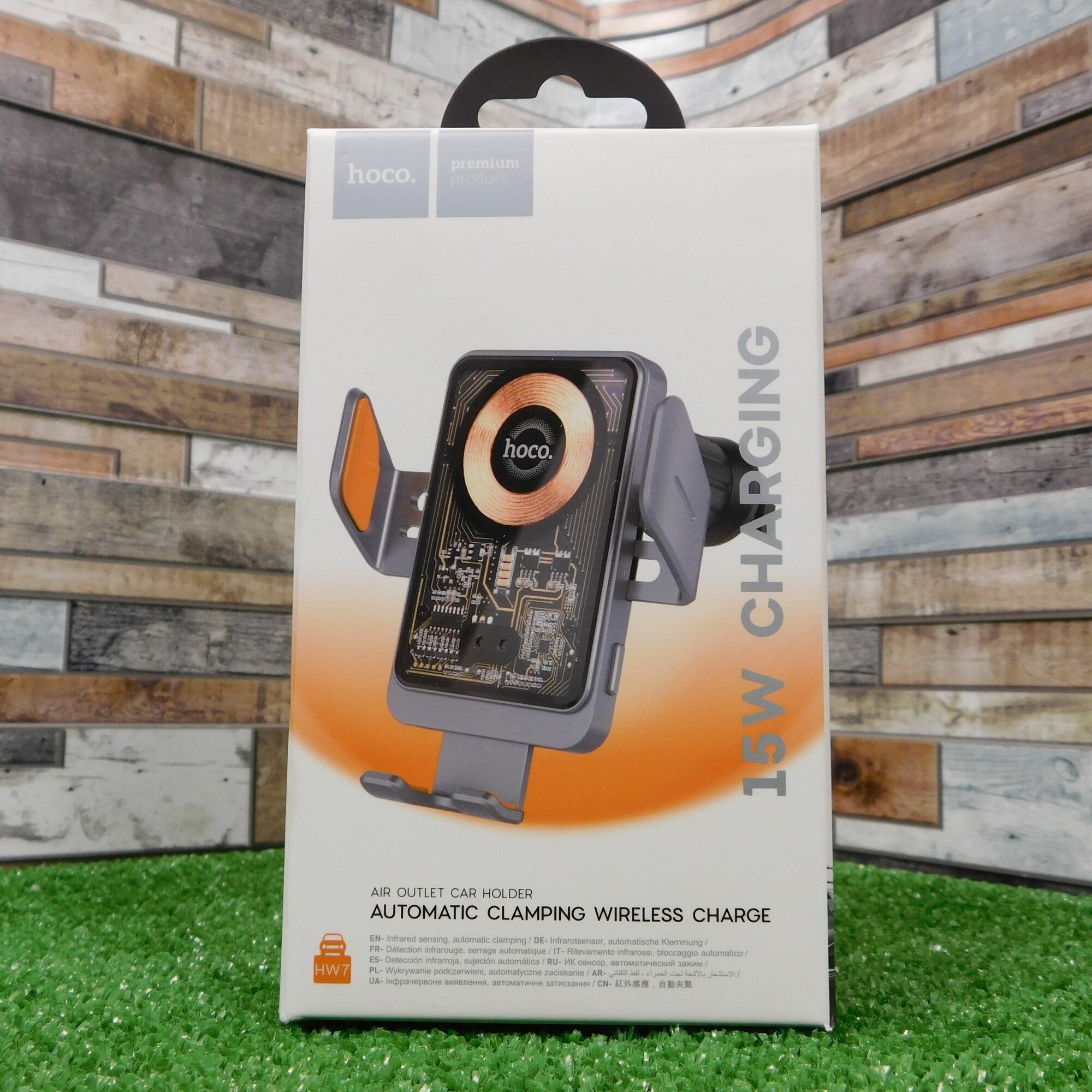Держатель для телефона автомобильный с беспроводной зарядкой Hoco HW7 на воздуховод