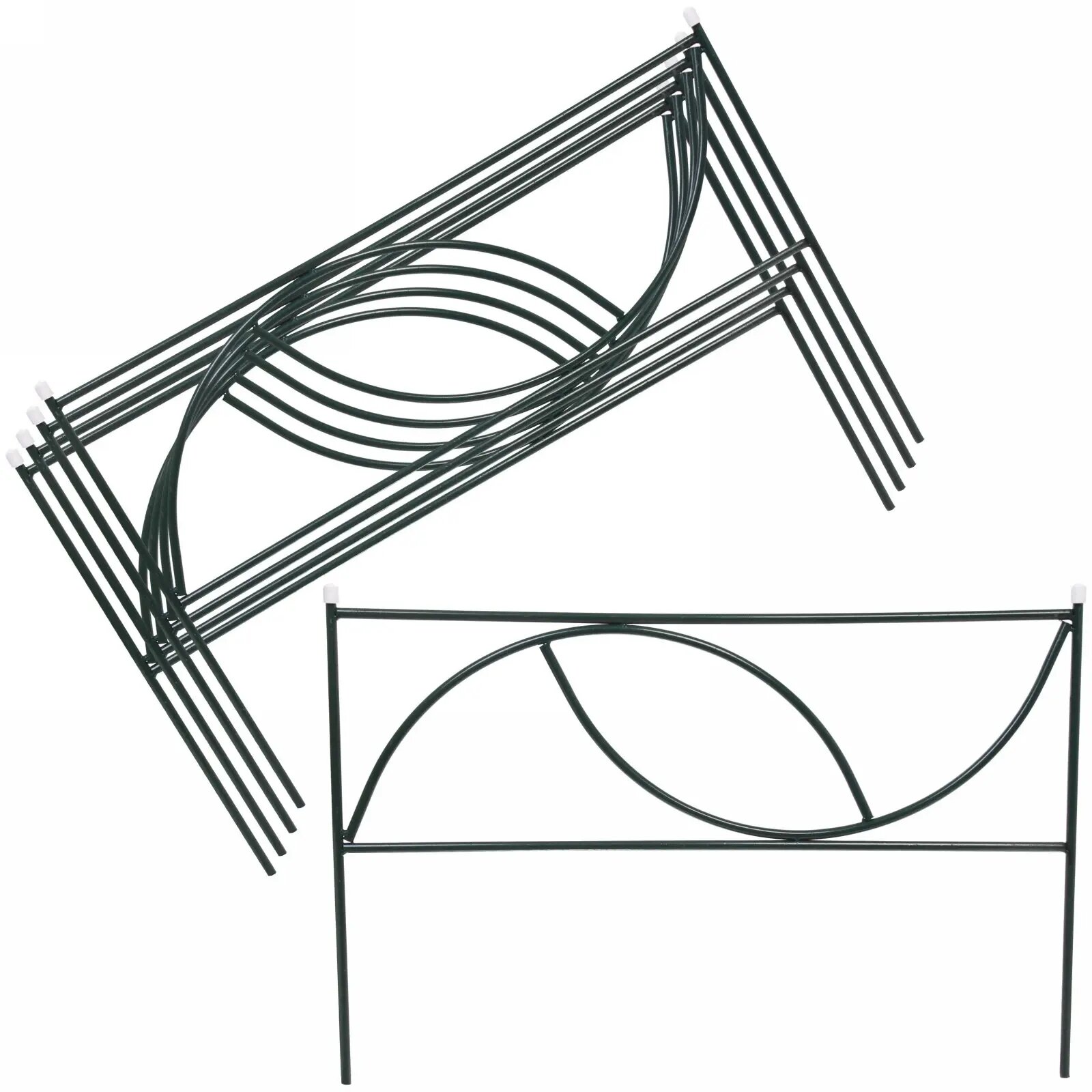 Заборчик садовый «Долька» 45х67х335см, 5 секций, черный, металлический