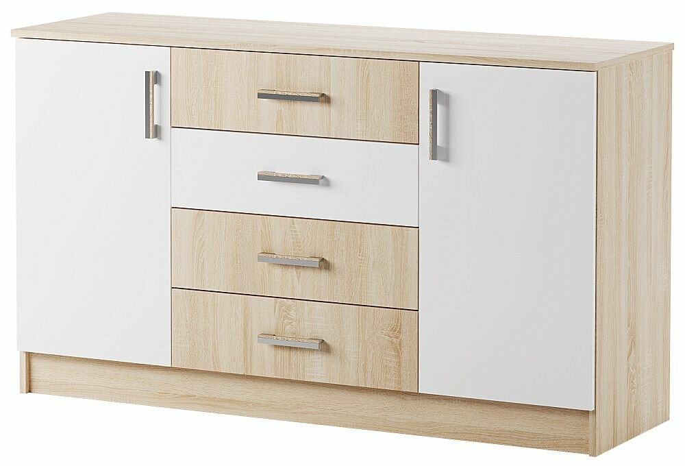 Беатрис Комод К1400 Сонома-Белый глянец (Памир)