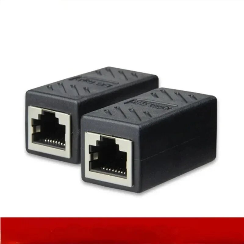 Адаптер RJ45 Cat7/Cat6/Cat5e с двойной розеткой черный