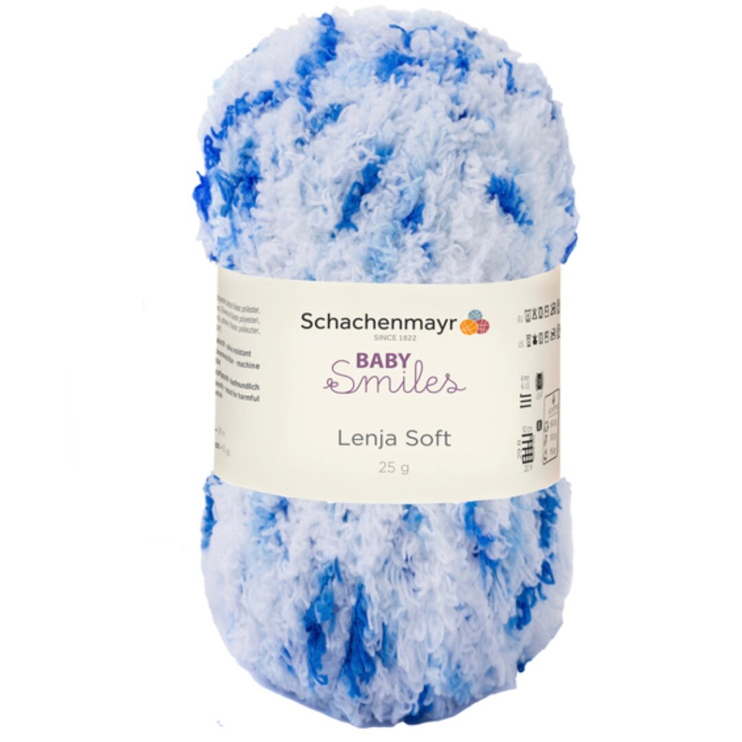 Lenja Soft /Ленья Софт/ пряжа Schachenmayr Baby Smiles, MEZ, 9807560 (00082, blue spot color (цвет голубых пятен), белый/голубой)