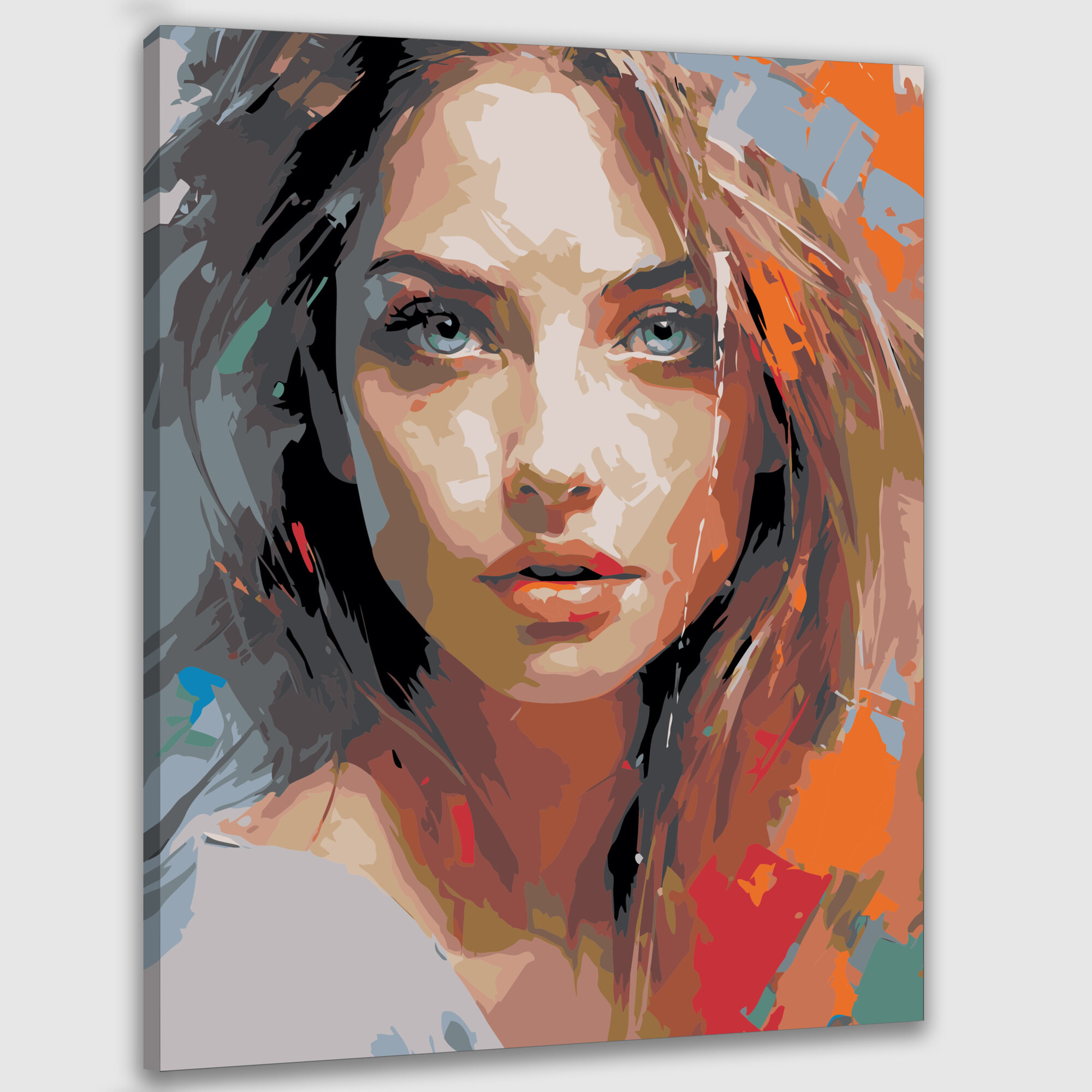 Картина по номерам 40x50 см, картина, масло, девушка, лицо, страсть, любовь, глаза, интенсивность, мазки, глубина