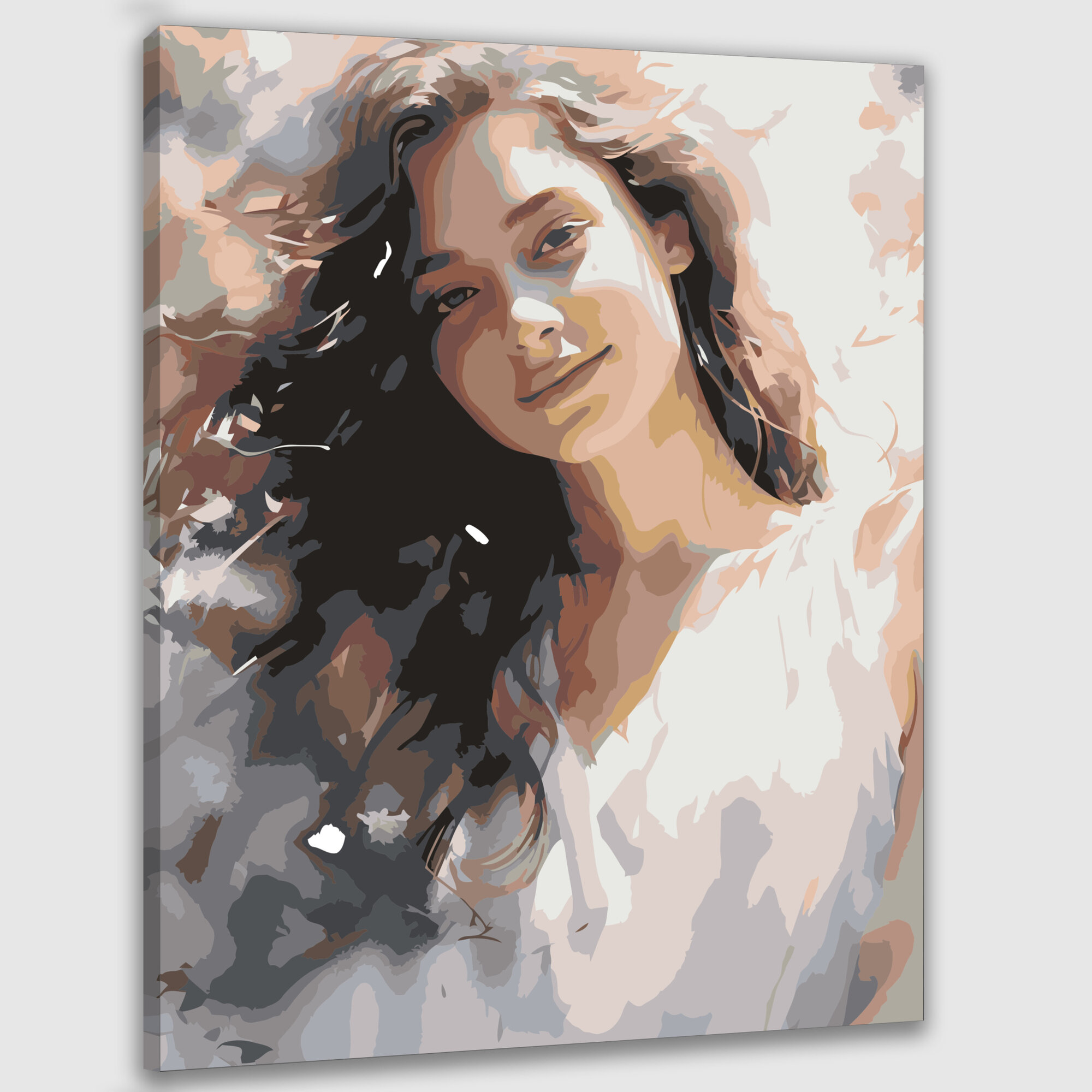 Картина по номерам 40x50 см, акварельная картина, свет на лице, девушка, естественная красота, безмятежность