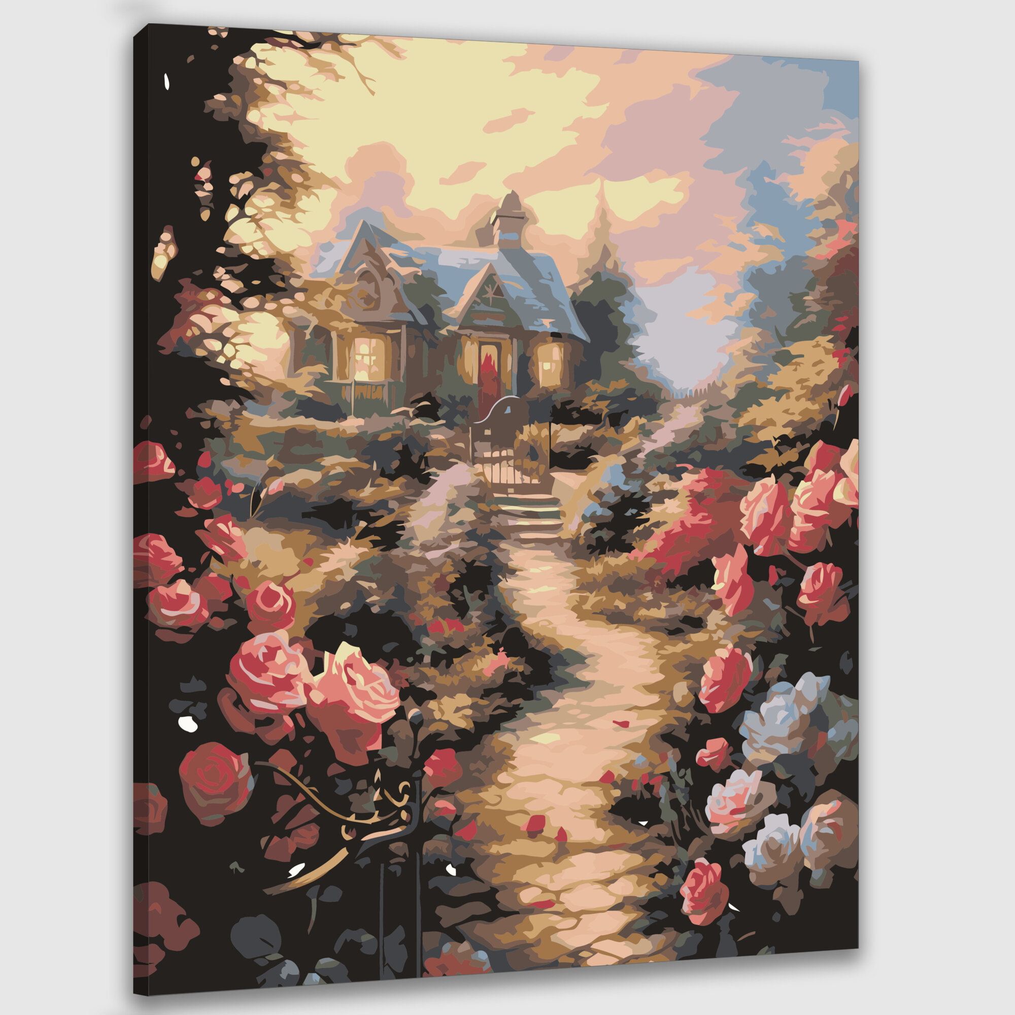Картина по номерам 40x50 см, сад, розы, цветы, цветущие, оттенки, яркие, красота, природа