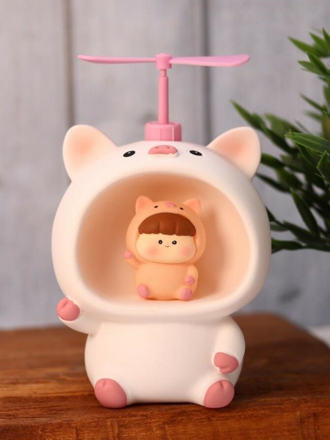 Ночник, светильник детский, копилка Baby pig fan white