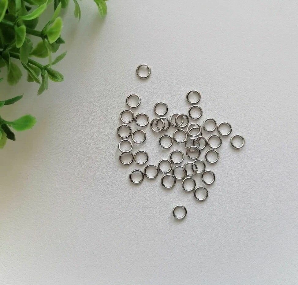 Набор соединительных колечек, 40 шт. Латунь, родий. Корейская фурнитура для бижутерии, украшений