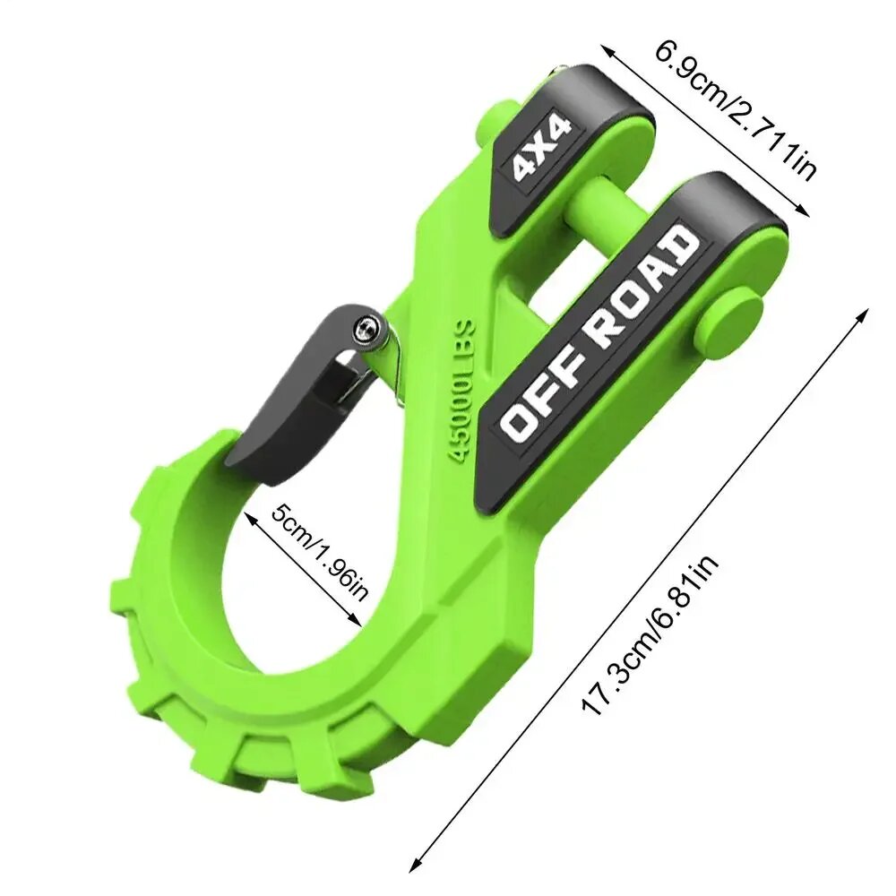 Сверхмощный крюк для лебедки, макс. 20 тонн, кованая сталь, 3/8 дюйма, с резиновой защитой, буксировочная скоба для лебедки, синтетический трос, трос лебедки, квадроцикл Green