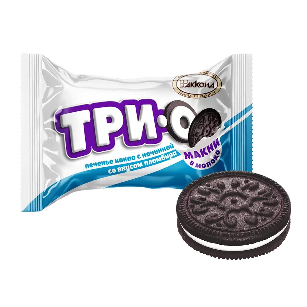 Печенье Трио какао с начинкой пломбир, шоколадное, Акконд, 1 кг