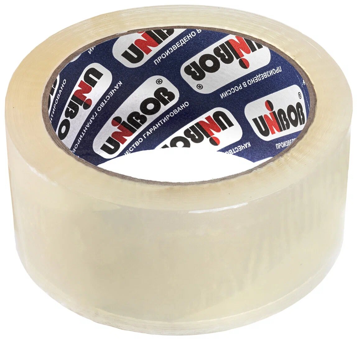 Скотч, Клейкая лента упаковочная Unibob 600 48ммх66мх45мкм, прозрачная