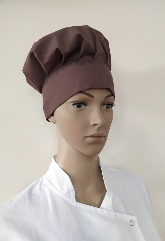 Колпак-берет поварской без отворота коричневый (ткань смесовая)
