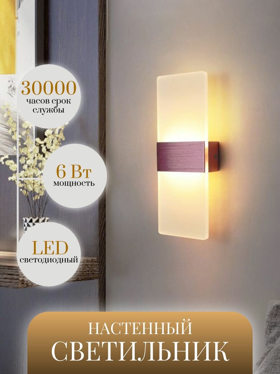 Светильник светодиодный настенный бра скандинавский стиль "розовое золото" 220В